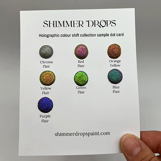 Holographic Rainbow Collection Sample Dot Card – Shimmer Drops Paint