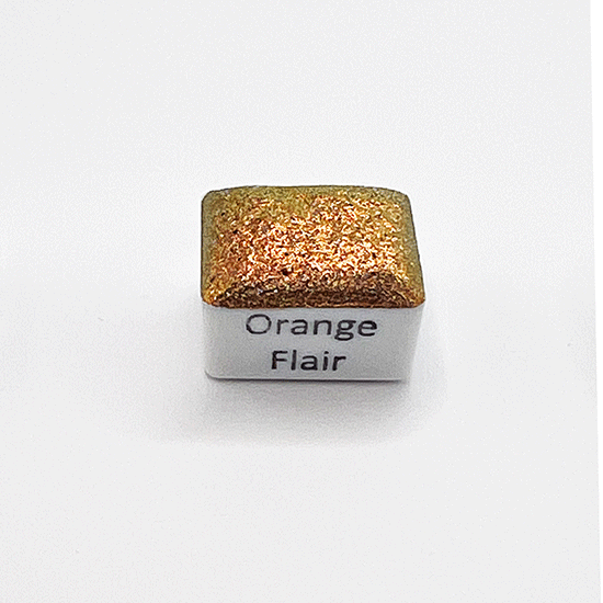 Orange Flair Holographic Watercolour Paint Half Pan – Shimmer Drops Paint