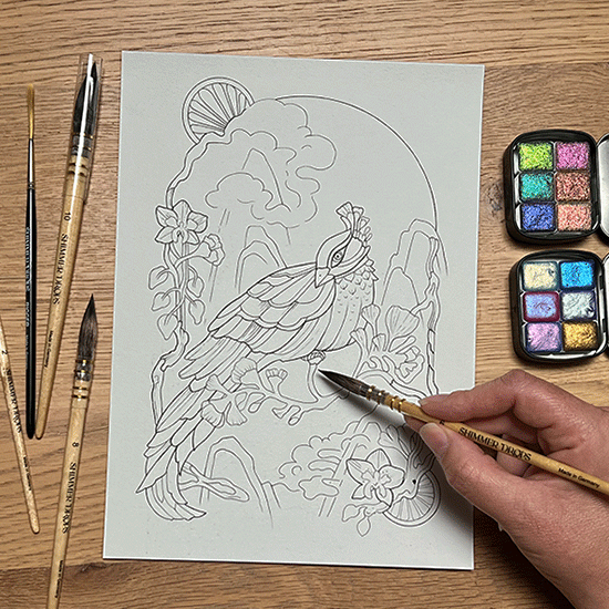 NEW Watercolour colouring pages – Shimmer Drops Paint