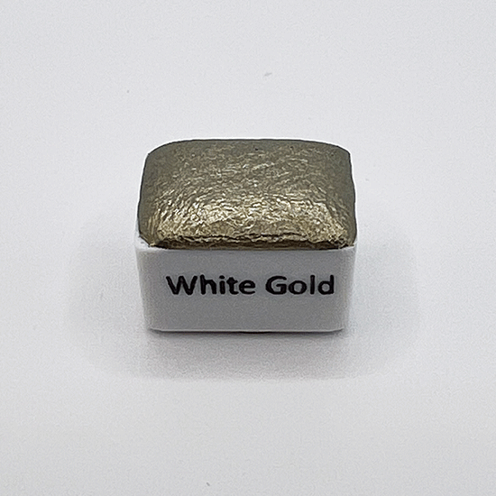 White Gold Shimmer Watercolour Paint Half Pan – Shimmer Drops Paint